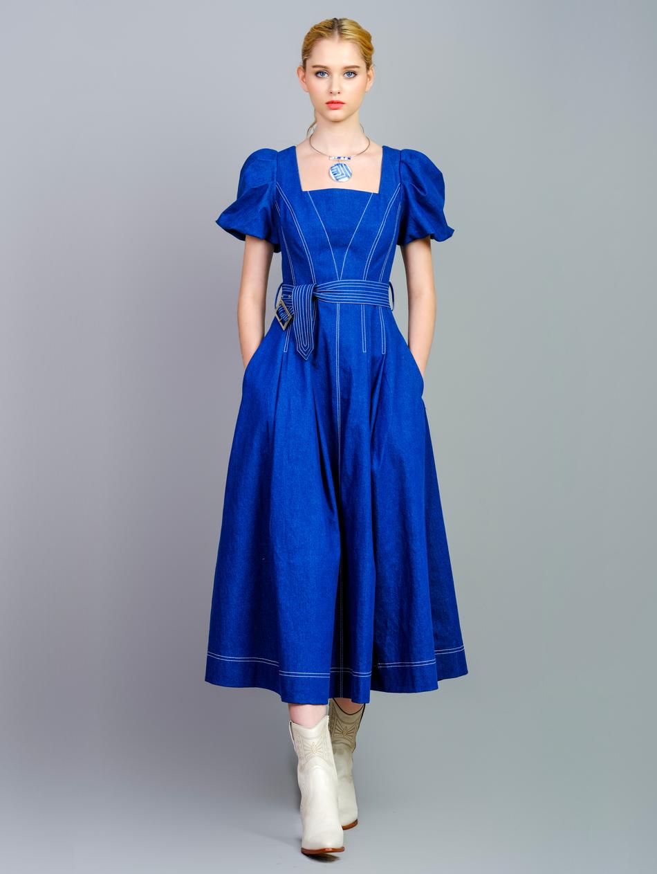 Chic Denim Flare Dress | Yaly Couture Bespoke -- Unique, Dapper | Yaly ...